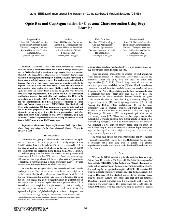 (PDF) Optic Disc and Cup Segmentation for Glaucoma Characterization ...