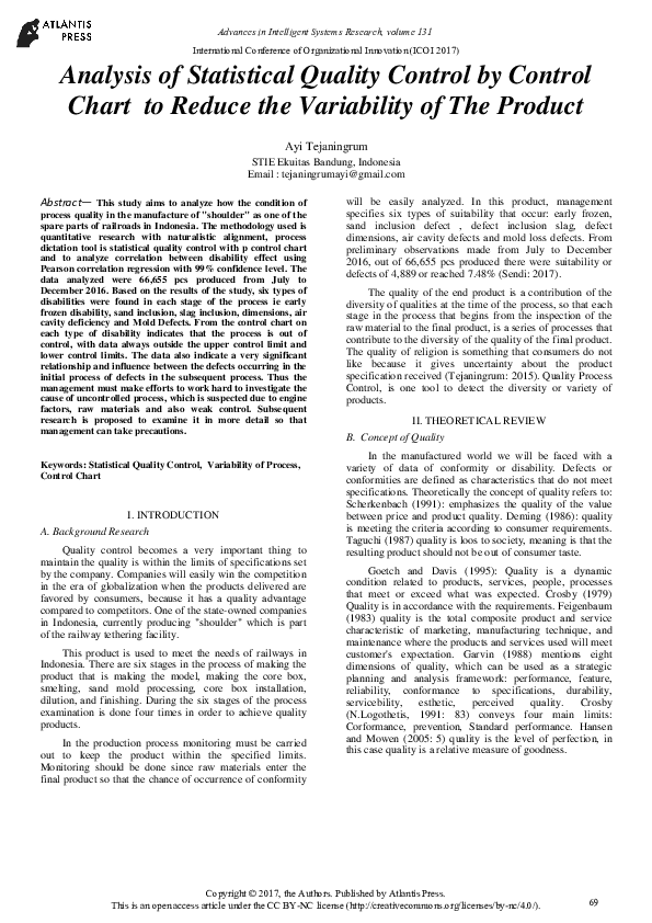 (PDF) Analysis of Statistical Quality Control by Control Chart to ...