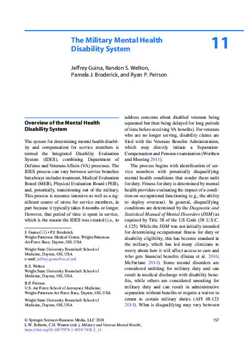 (PDF) The Military Mental Health Disability System