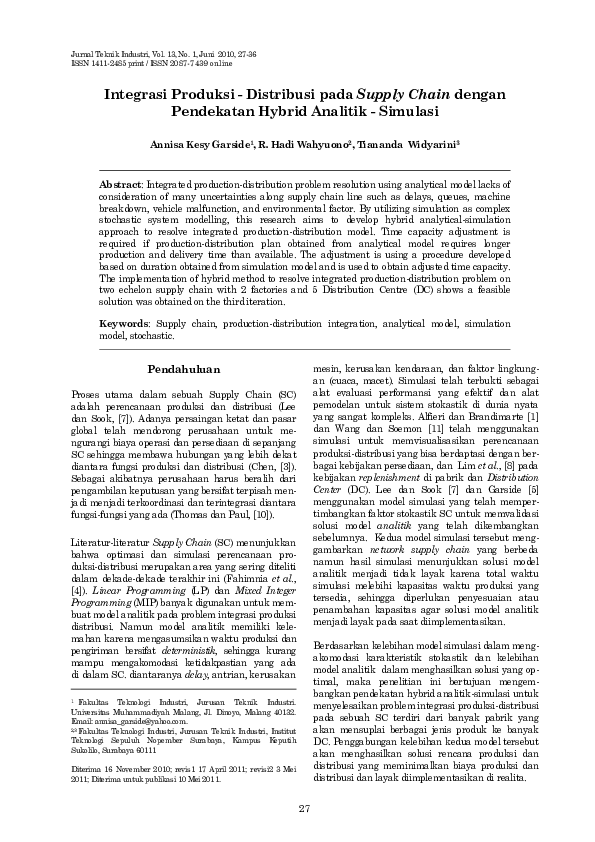 (PDF) Integrasi Produksi-Distribusi pada Supply Chain PT. Semen Gresik