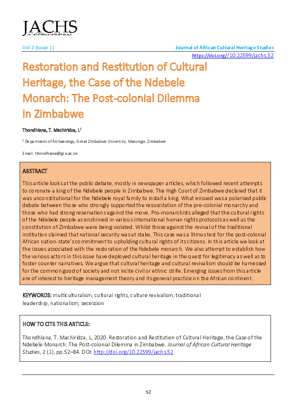 (PDF) Restoration and Restitution of Cultural Heritage, the Case of the ...