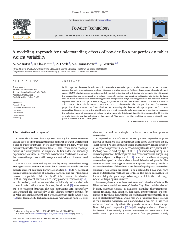 (PDF) A modeling approach for understanding effects of powder flow ...
