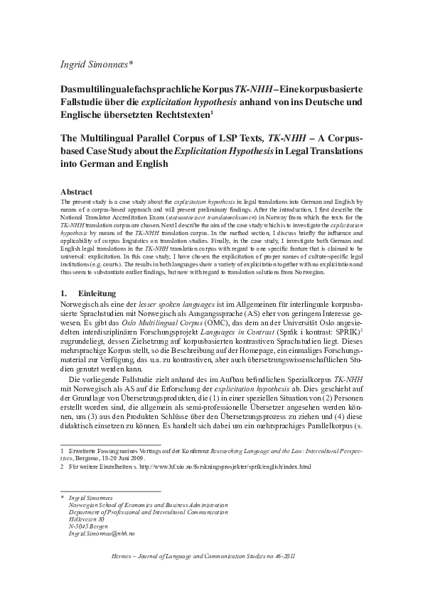 (PDF) Das multilinguale fachsprachliche Korpus TK-NHH – Eine korpusbasierte Fallstudie über die ...