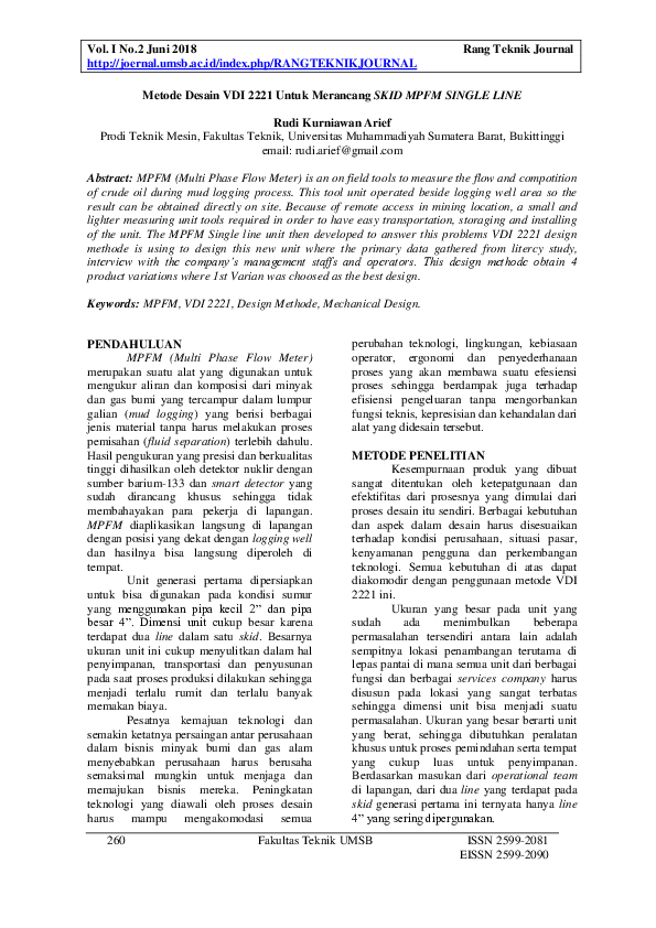(PDF) Metode Desain Vdi 2221 Untuk Merancangskid MPFM Single Line