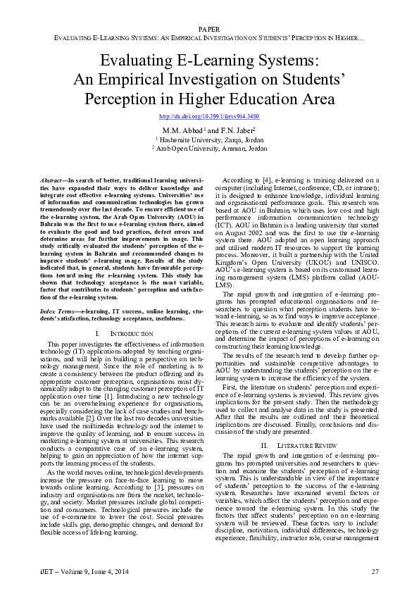 (PDF) Evaluating E-Learning Systems: An Empirical Investigation on ...