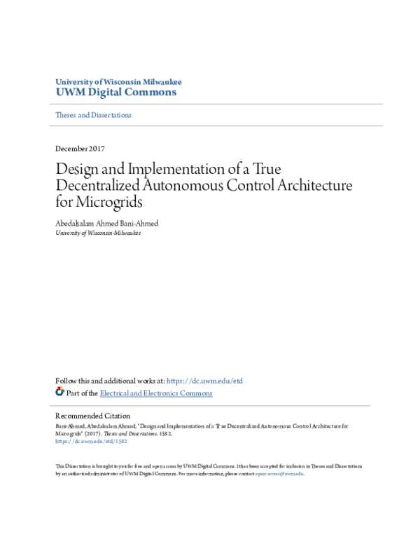 Pdf Design And Implementation Of A True Decentralized Autonomous Control Architecture For