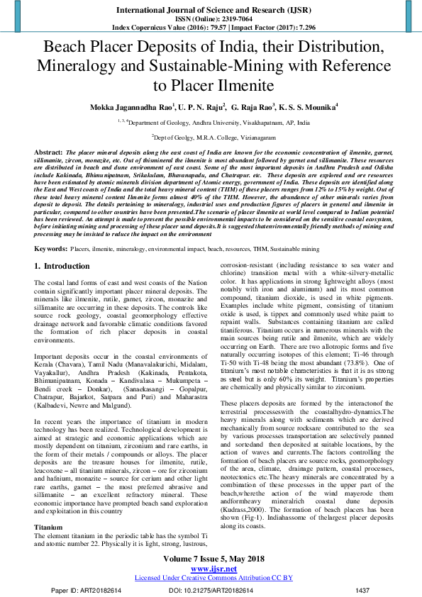 (PDF) Beach Placer Deposits of India, their Distribution, Mineralogy ...