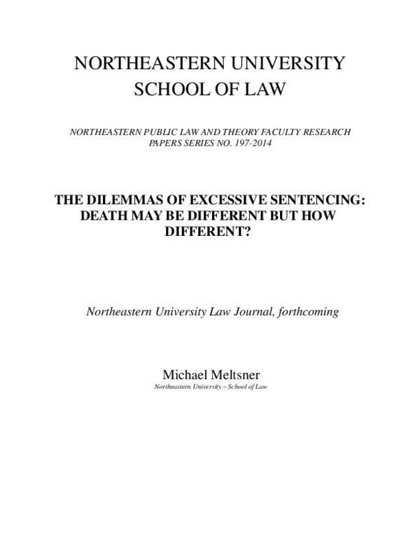 (PDF) The Dilemmas of Excessive Sentencing:: Death May Be Different But ...