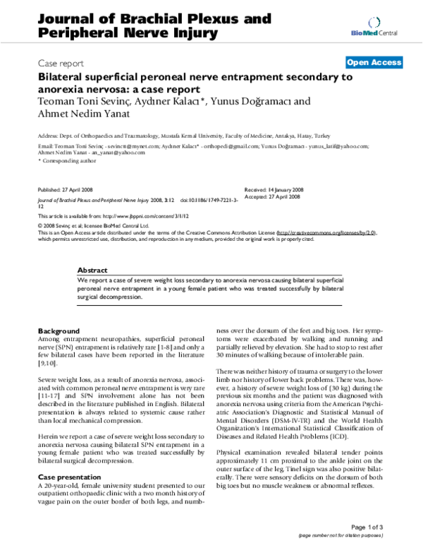 (PDF) Bilateral superficial peroneal nerve entrapment secondary to