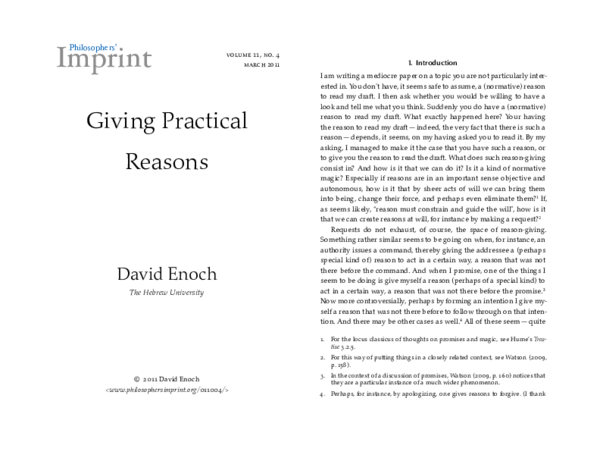(PDF) Giving Practical Reasons