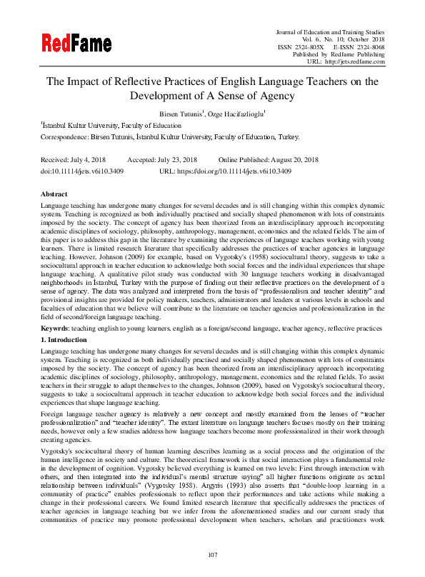 (PDF) The Impact of Reflective Practices of English Language Teachers ...