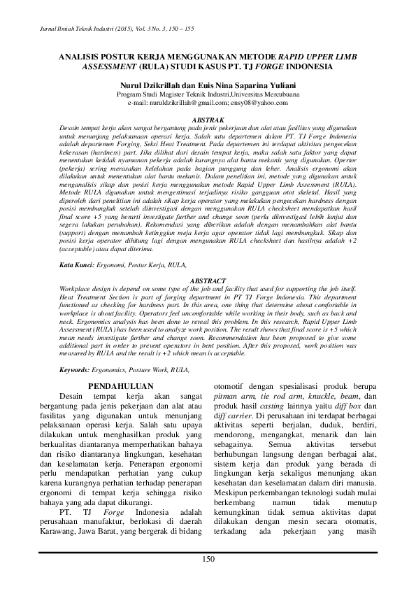 (PDF) Analisis Postur Kerja Menggunakan Metode Rapid Upper Limb ...