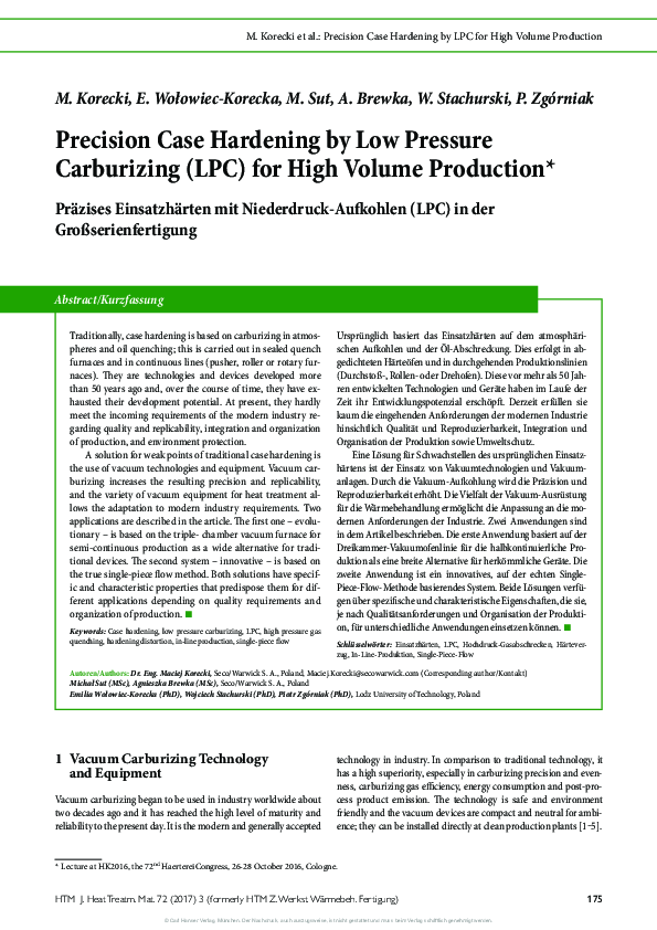 (PDF) Precision Case Hardening by Low Pressure Carburizing (LPC) for ...