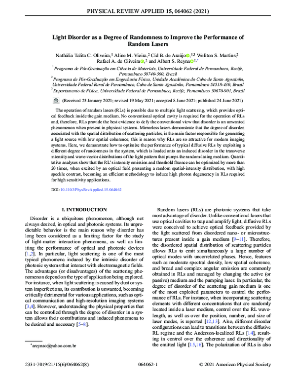 (PDF) Light Disorder as a Degree of Randomness to Improve the ...