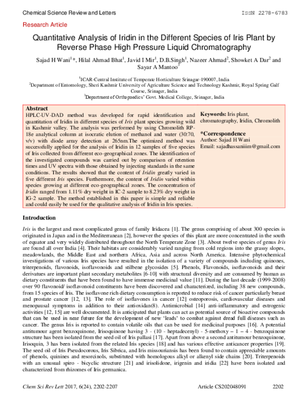 (PDF) Quantitative Analysis of Iridin in the Different Species of Iris ...