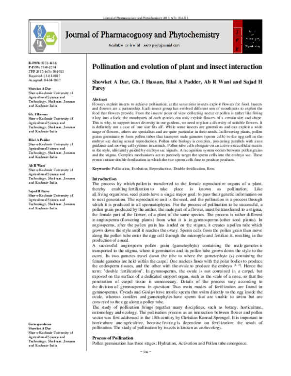 (PDF) Pollination and evolution of plant and insect interaction