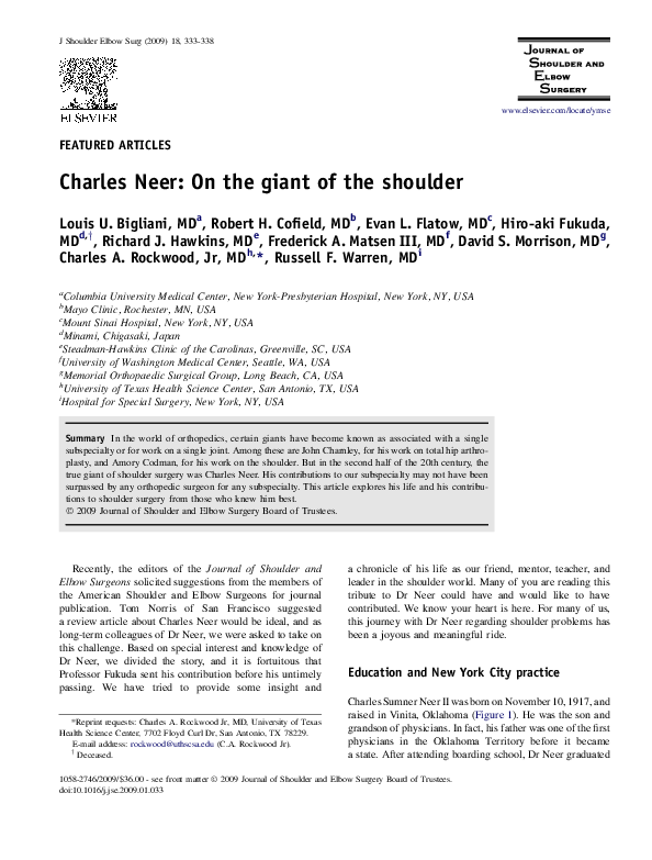 (PDF) Charles Neer: On the giant of the shoulder