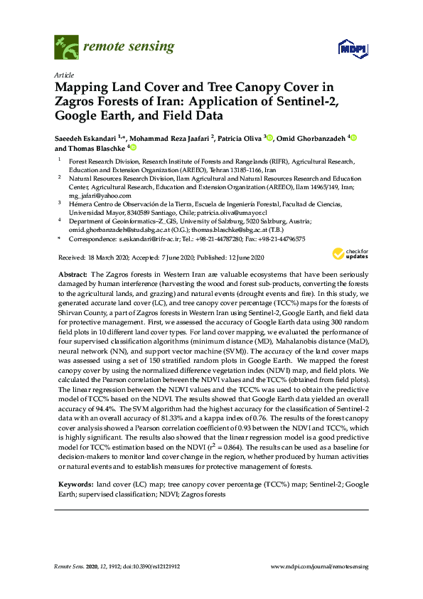 (PDF) Mapping Land Cover and Tree Canopy Cover in Zagros Forests of ...