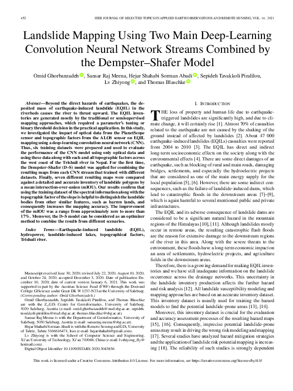 Pdf Landslide Mapping Using Two Main Deep Learning Convolution Neural