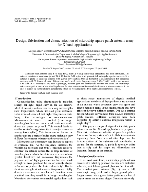 Pdf Design Fabrication And Characterization Of Microstrip Square