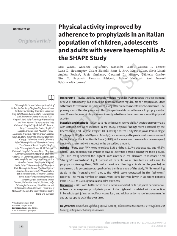 (PDF) Physical activity improved by adherence to prophylaxis in an ...
