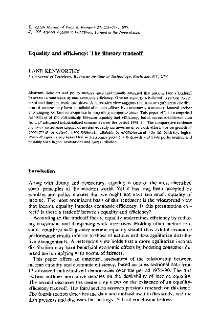 (PDF) Equality and efficiency: The illusory tradeoff
