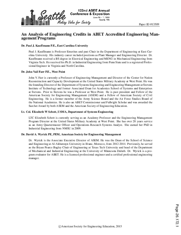 (PDF) An Analysis of Engineering Credits in ABET Accredited Engineering ...