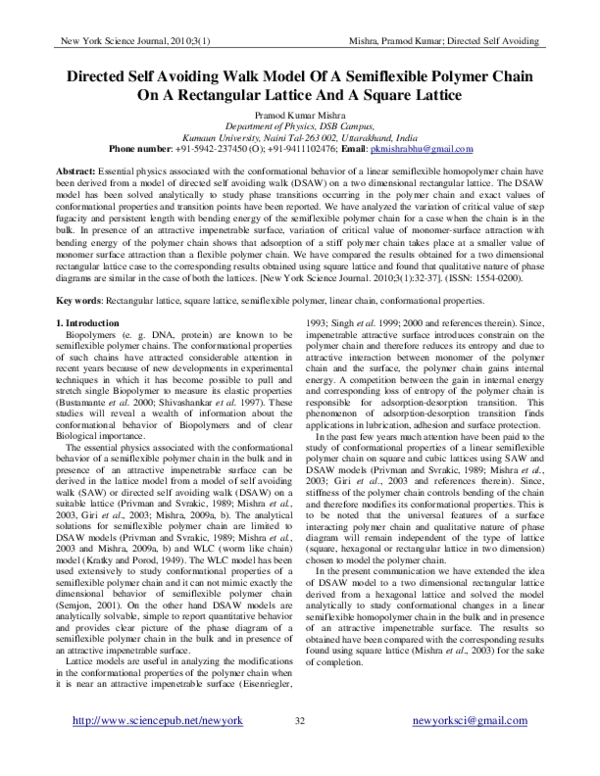 (PDF) Directed Self Avoiding Walk Model Of A Semiflexible Polymer Chain On A Rectangular Lattice ...