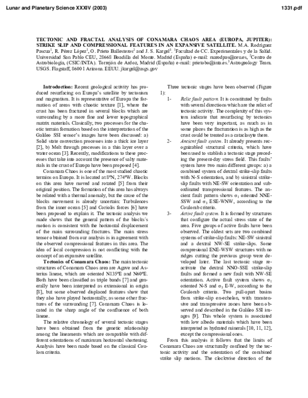 (PDF) Tectonic and Fractal Analysis of Conamara Chaos Area (Europa ...