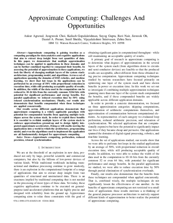 (PDF) Approximate computing: Challenges and opportunities