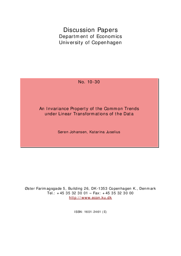 (PDF) An invariance property of the common trends under linear ...