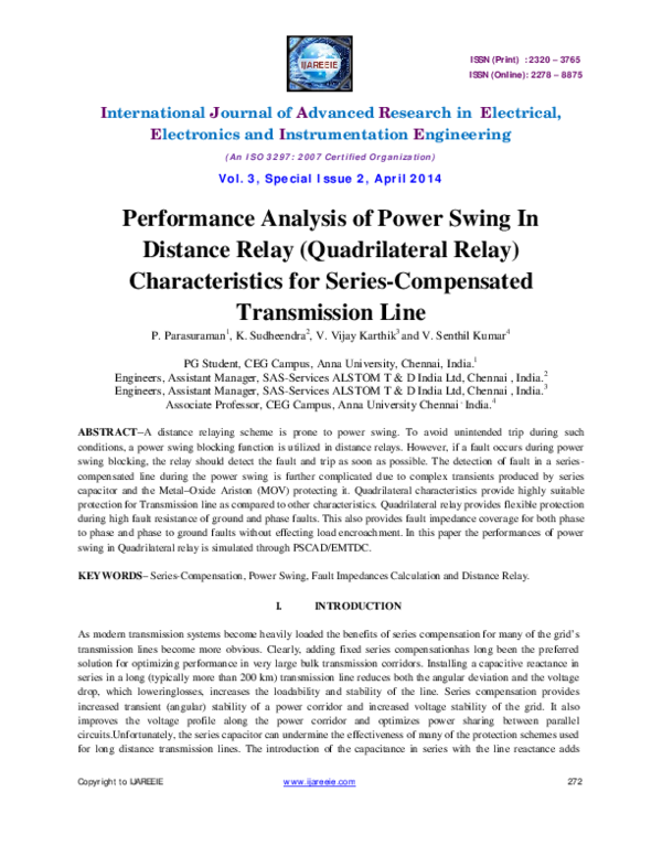 (PDF) Performance Analysis of Power Swing InDistance Relay ...