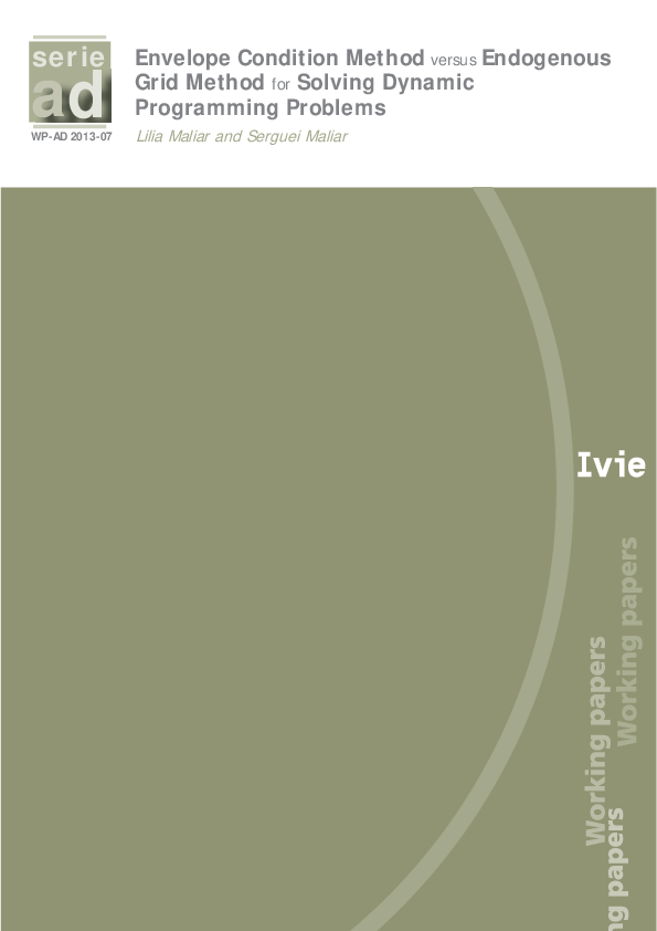 (PDF) Envelope condition method versus endogenous grid method for solving dynamic programming ...