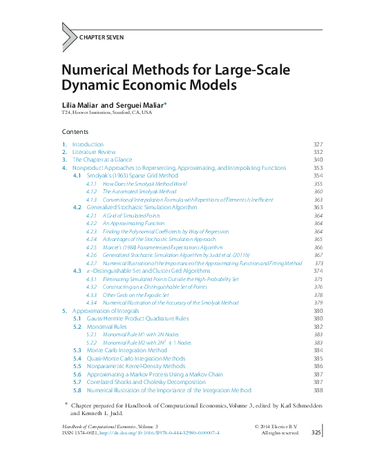 (PDF) Numerical Methods for Large-Scale Dynamic Economic Models