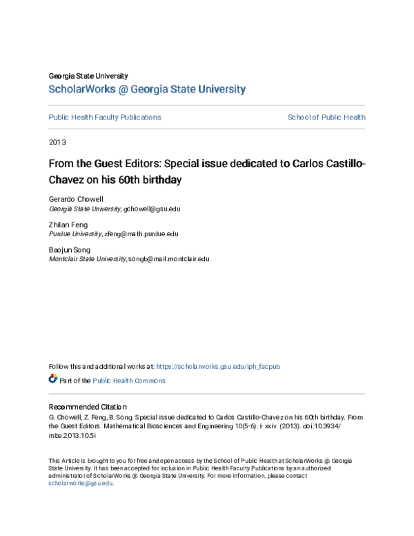 (PDF) From the Guest Editors: Special issue dedicated to Carlos ...