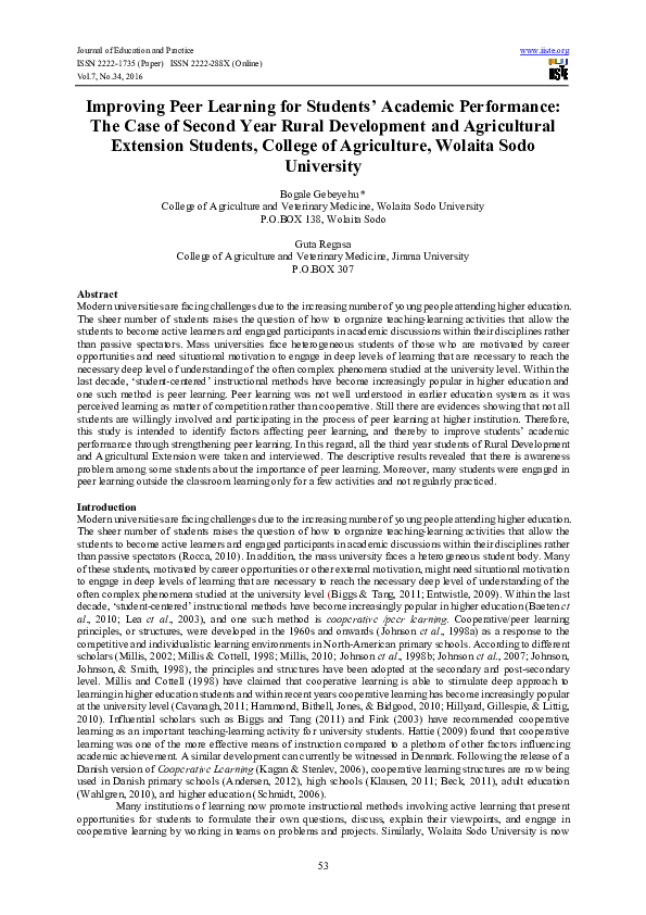 (PDF) Improving Peer Learning for Students’ Academic Performance: The ...