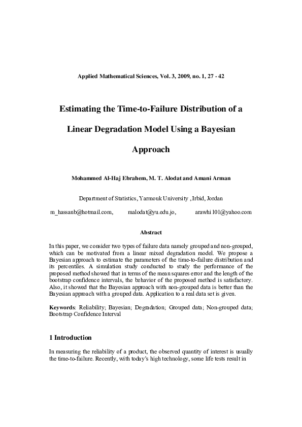 (PDF) Estimating the Time-to-Failure Distribution of a Linear ...