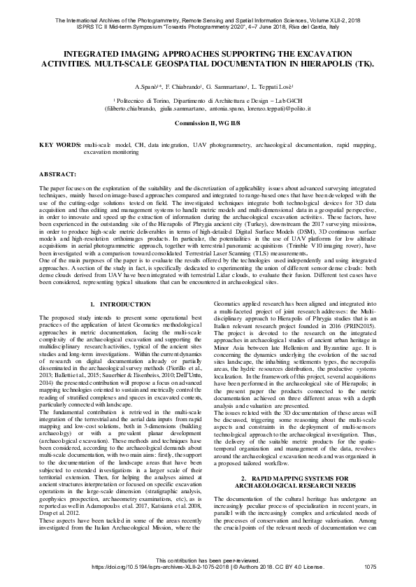 (PDF) Integrated Imaging Approaches Supporting the Excavation Activities. Multi-Scale Geospatial ...