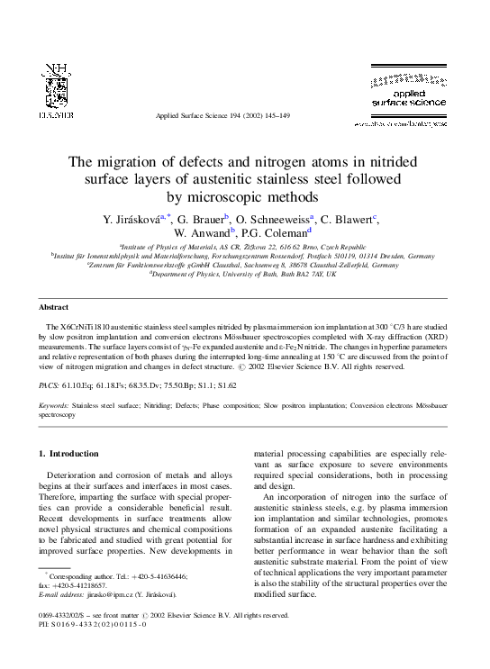 (PDF) The migration of defects and nitrogen atoms in nitrided surface ...