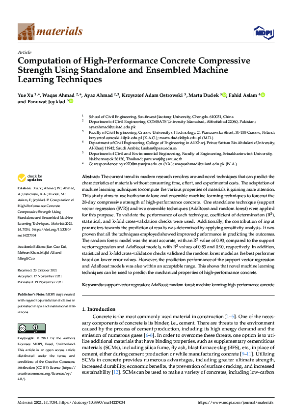 (PDF) Computation of High-Performance Concrete Compressive Strength ...