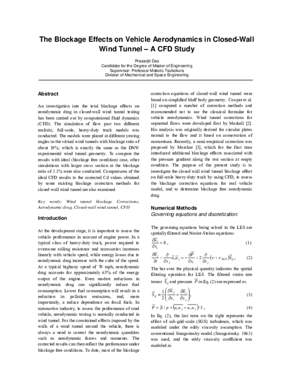 (PDF) The Blockage Effects on Vehicle Aerodynamics in Closed-Wall Wind ...