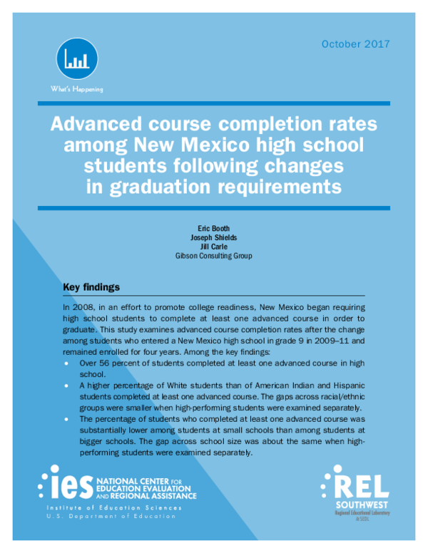 (PDF) Advanced Course Completion Rates among New Mexico High School ...