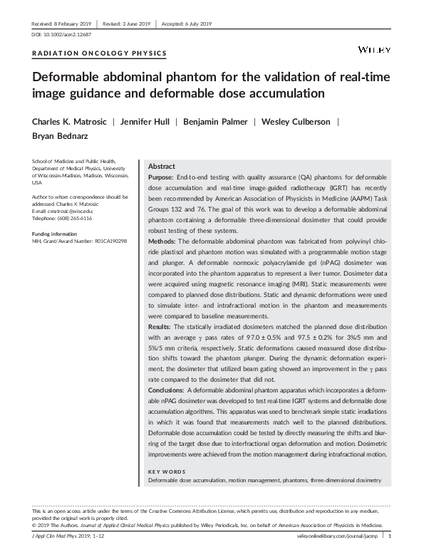 (PDF) Deformable abdominal phantom for the validation of real‐time ...