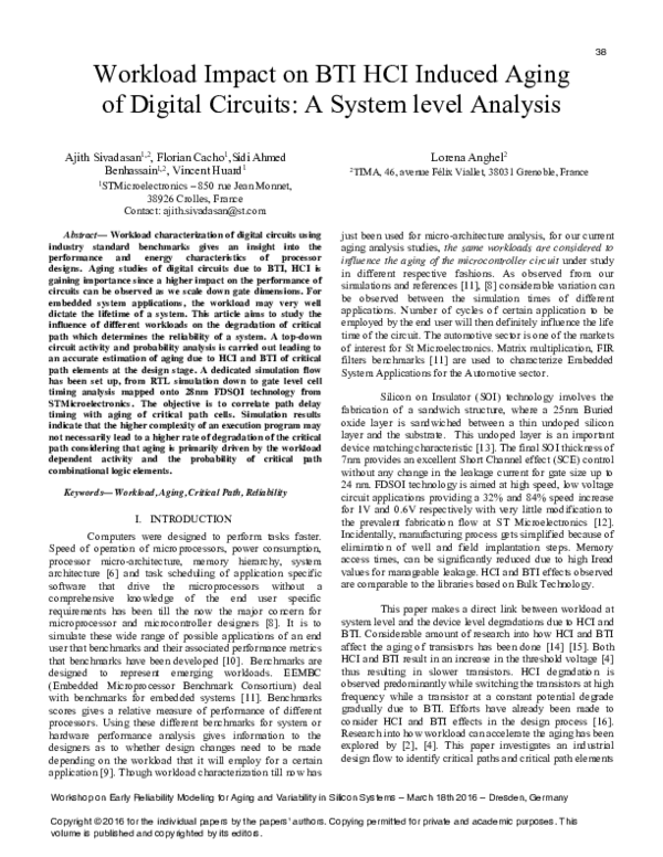 (PDF) Workload Impact on BTI HCI Induced Aging of Digital Circuits: A System level Analysis ...