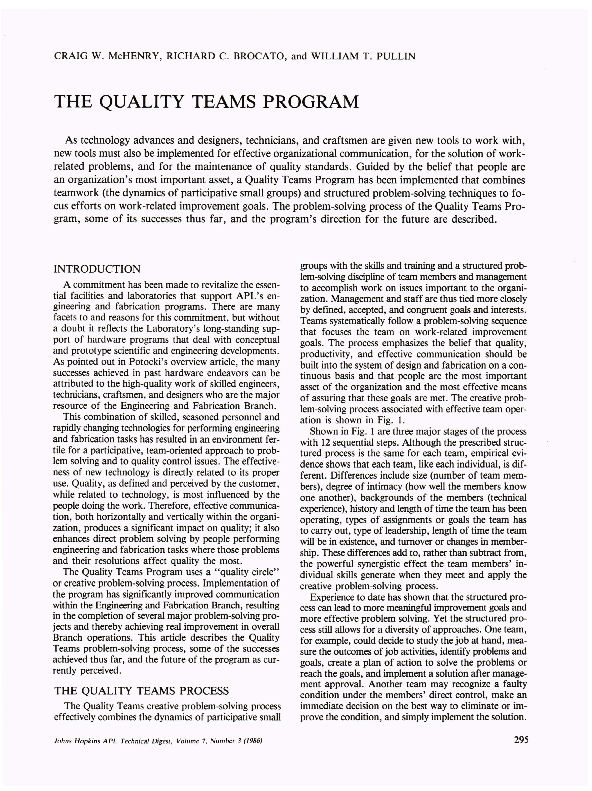 (PDF) The Quality Teams Program