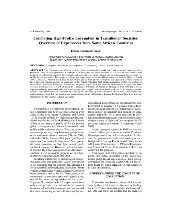 (PDF) Combating High-Profile Corruption in Transitional1 Societies ...
