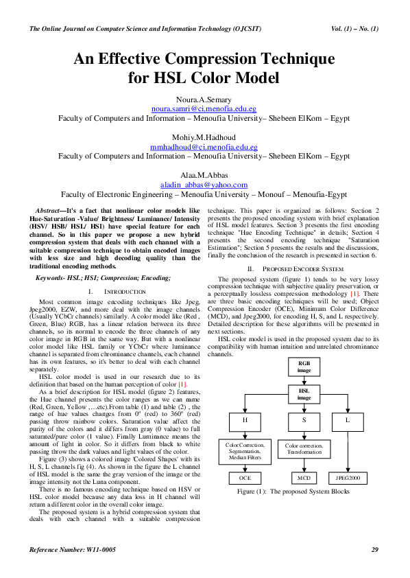 (PDF) An Effective Compression Technique for HSL Color Model