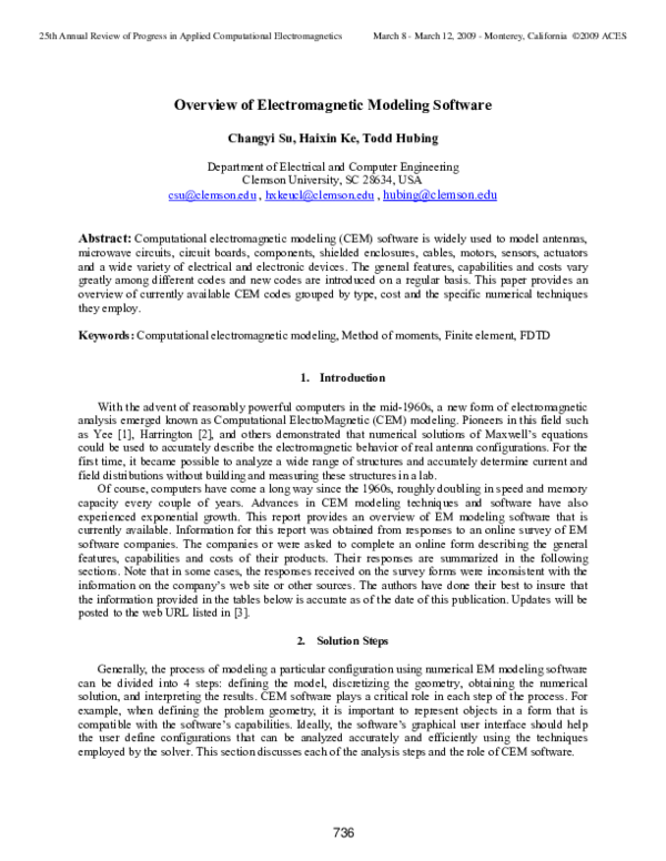 (PDF) Overview of Electromagnetic Modeling Software