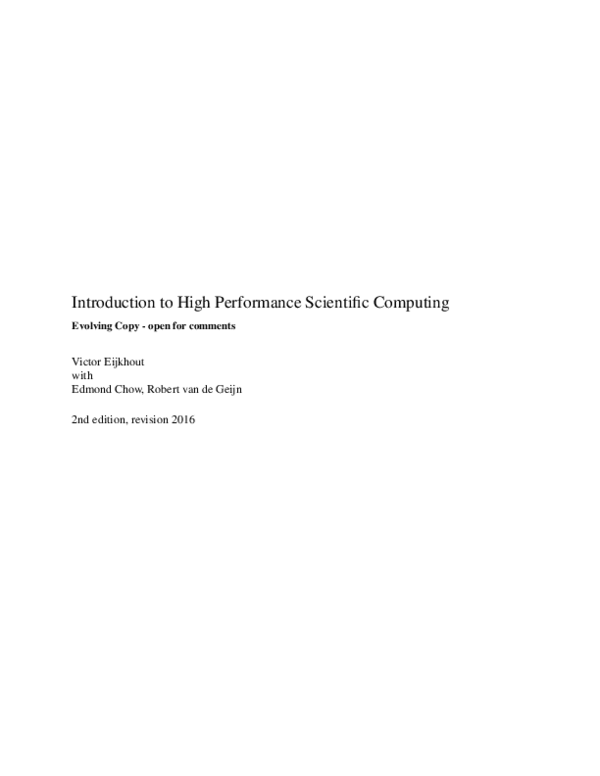 (PDF) Introduction to high-performance scientific computing