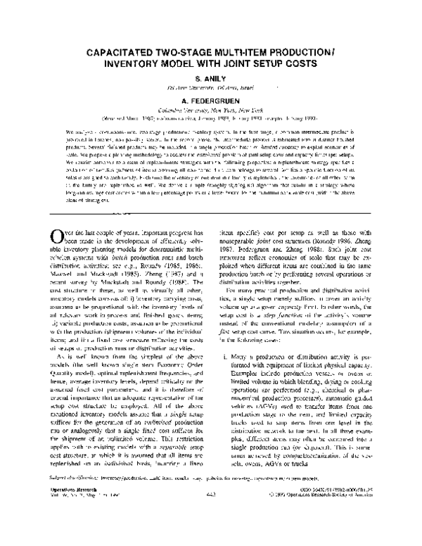 (PDF) Capacitated Two-Stage Multi-Item Production/Inventory Model with ...